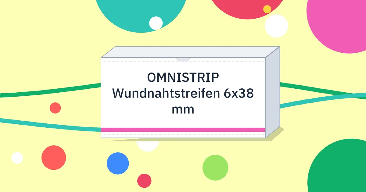 Symbolbild: Packung mit der Aufschrift OMNISTRIP Wundnahtstreifen 6x38 mm (PZN 14443505) – Verfügbarkeit und Bezug in Apotheken in Frankfurt am Main