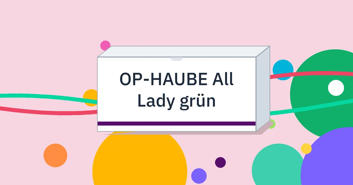 Symbolbild: Packung mit der Aufschrift OP-HAUBE All Lady grün (PZN 20393214) – Verfügbarkeit und Bezug in Apotheken in Frankfurt am Main