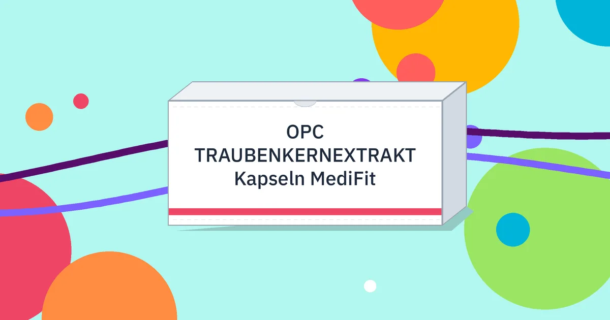 Symbolbild: Packung mit der Aufschrift OPC TRAUBENKERNEXTRAKT Kapseln MediFit (PZN 11186835) – Verfügbarkeit und Bezug in Apotheken in Frankfurt am Main