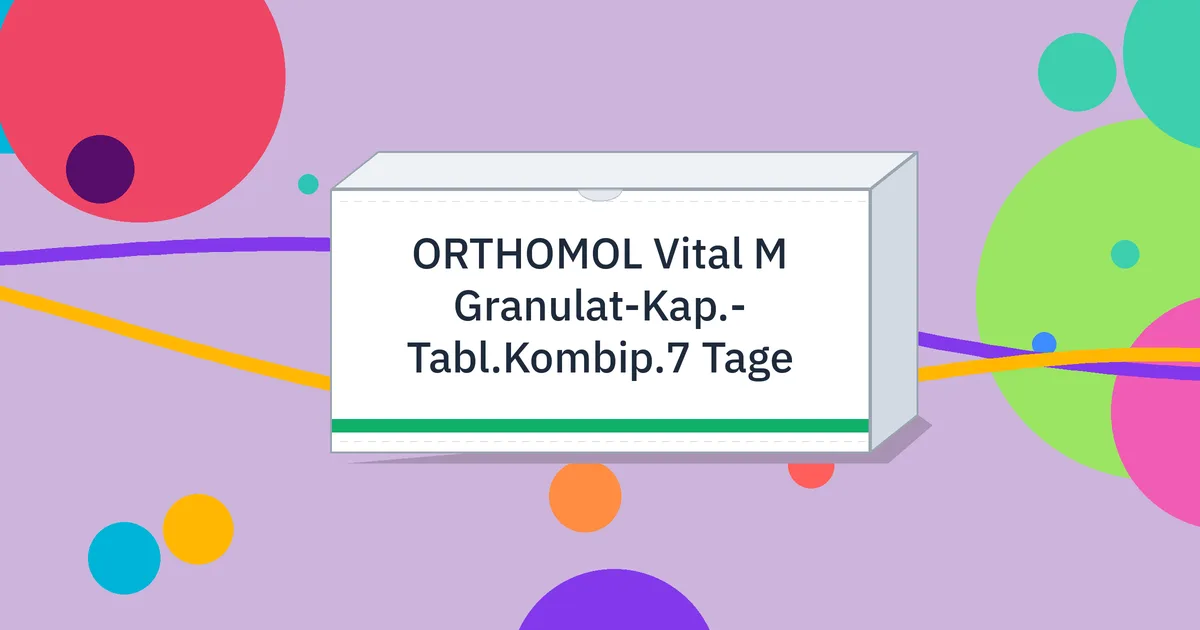Symbolbild: Packung mit der Aufschrift ORTHOMOL Vital M Granulat-Kap.-Tabl.Kombip.7 Tage (PZN 18824753) – Verfügbarkeit und Bezug in Apotheken in Frankfurt am Main