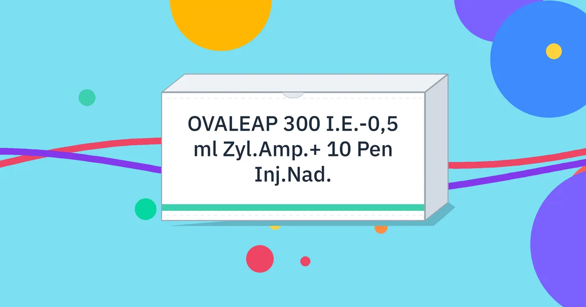 Symbolbild: Packung mit der Aufschrift OVALEAP 300 I.E.-0,5 ml Zyl.Amp.+ 10 Pen Inj.Nad. (PZN 18762644) – Verfügbarkeit und Bezug in Apotheken in Frankfurt am Main
