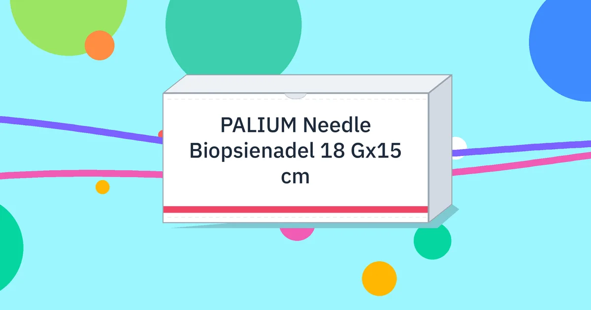 Symbolbild: Packung mit der Aufschrift PALIUM Needle Biopsienadel 18 Gx15 cm (PZN 16922871) – Verfügbarkeit und Bezug in Apotheken in Frankfurt am Main