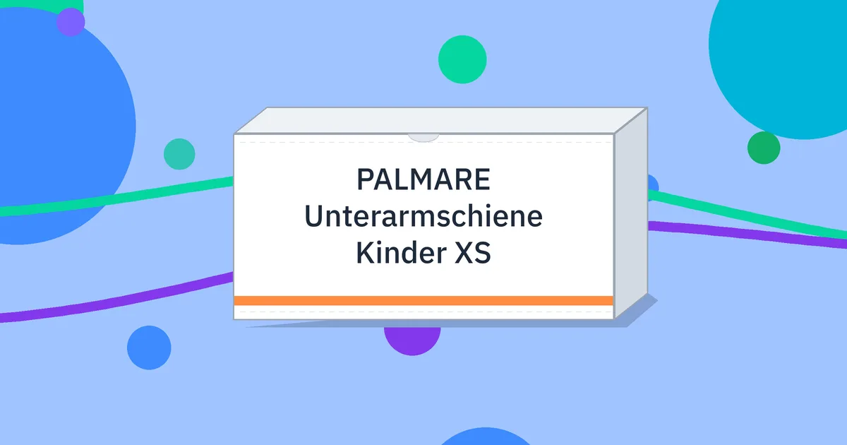Symbolbild: Packung mit der Aufschrift PALMARE Unterarmschiene Kinder XS (PZN 07504904) – Verfügbarkeit und Bezug in Apotheken in Frankfurt am Main