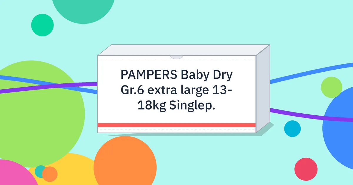 Symbolbild: Packung mit der Aufschrift PAMPERS Baby Dry Gr.6 extra large 13-18kg Singlep. (PZN 17970702) – Verfügbarkeit und Bezug in Apotheken in Frankfurt am Main