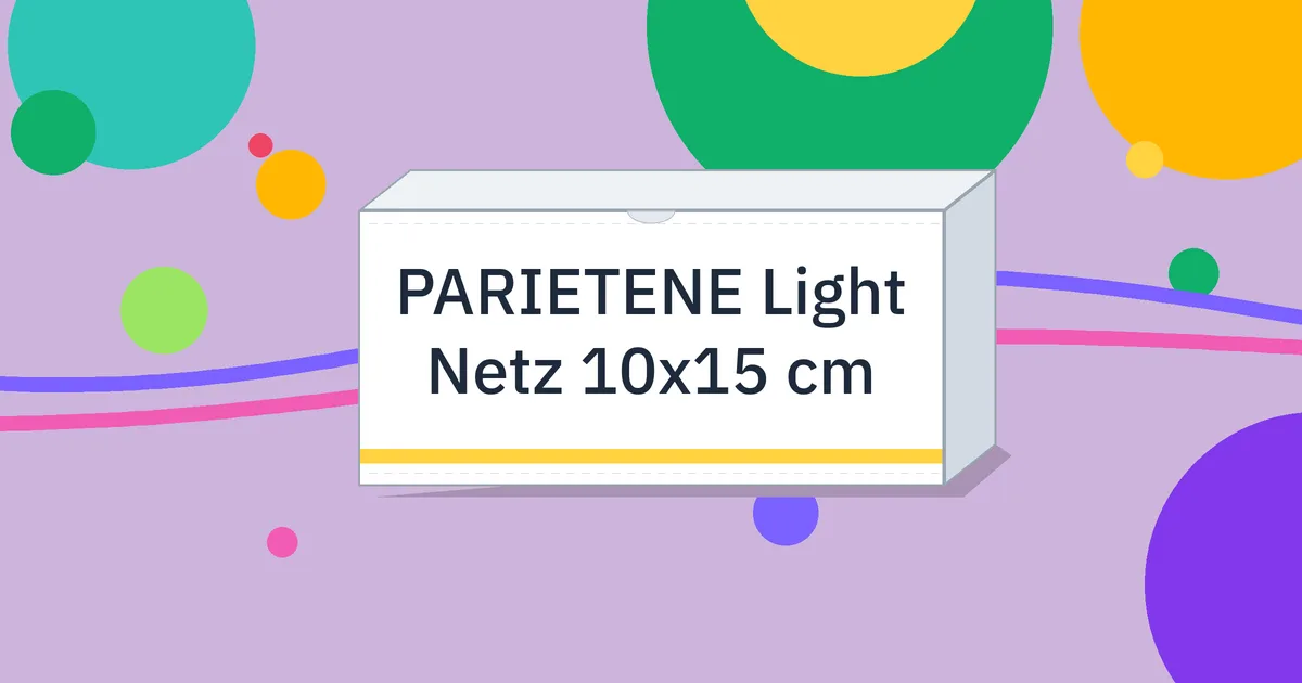 Symbolbild: Packung mit der Aufschrift PARIETENE Light Netz 10x15 cm (PZN 00194932) – Verfügbarkeit und Bezug in Apotheken in Frankfurt am Main