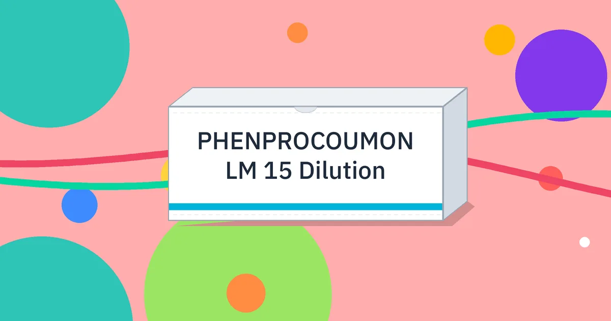 Symbolbild: Packung mit der Aufschrift PHENPROCOUMON LM 15 Dilution (PZN 13637928) – Verfügbarkeit und Bezug in Apotheken in Frankfurt am Main