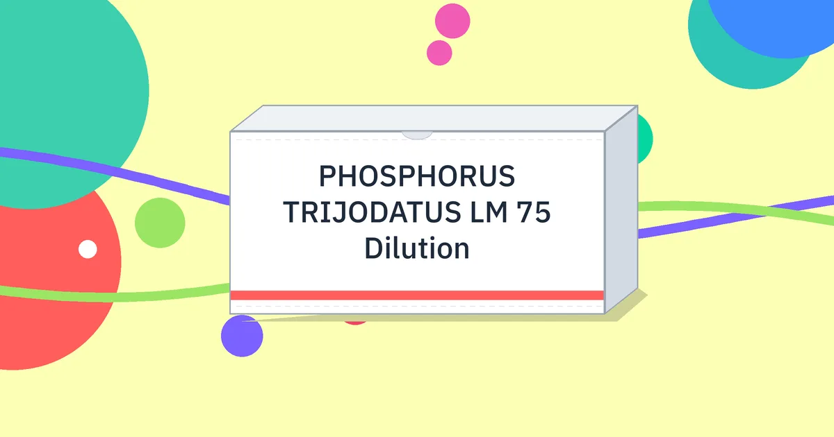 Symbolbild: Packung mit der Aufschrift PHOSPHORUS TRIJODATUS LM 75 Dilution (PZN 13035158) – Verfügbarkeit und Bezug in Apotheken in Frankfurt am Main