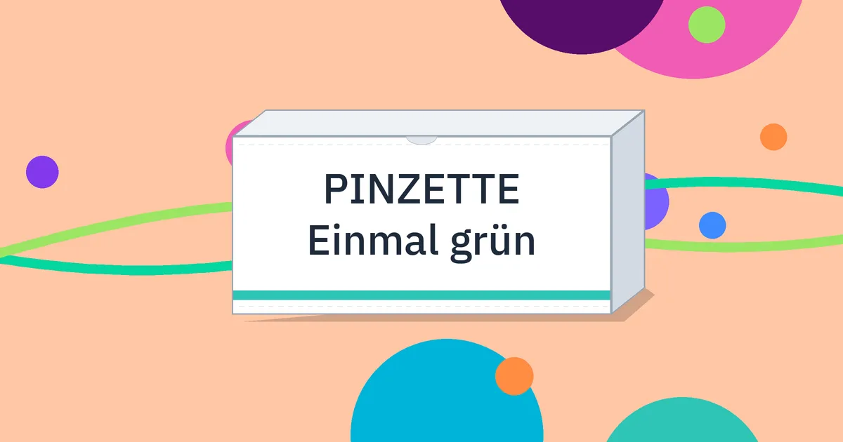 Symbolbild: Packung mit der Aufschrift PINZETTE Einmal grün (PZN 02443084) – Verfügbarkeit und Bezug in Apotheken in Frankfurt am Main