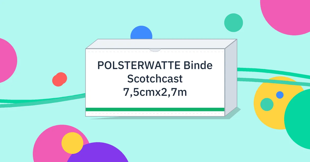 Symbolbild: Packung mit der Aufschrift POLSTERWATTE Binde Scotchcast 7,5cmx2,7m (PZN 07391699) – Verfügbarkeit und Bezug in Apotheken in Frankfurt am Main