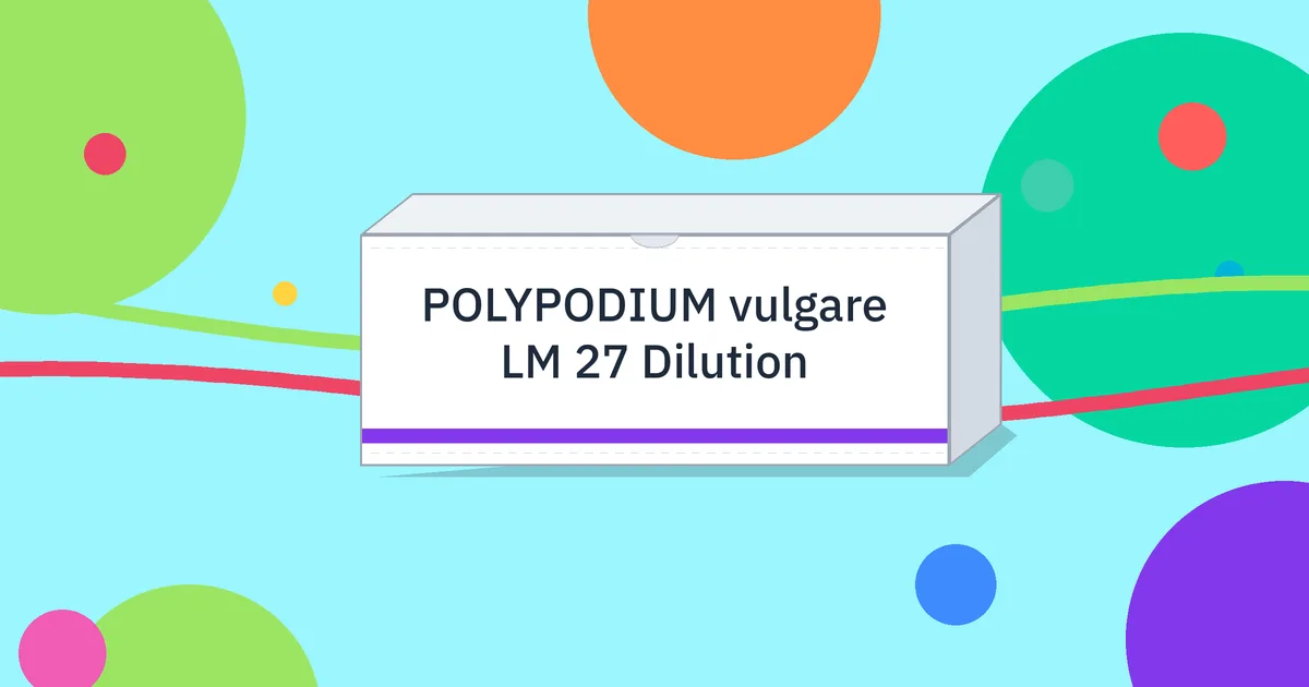 Symbolbild: Packung mit der Aufschrift POLYPODIUM vulgare LM 27 Dilution (PZN 13663535) – Verfügbarkeit und Bezug in Apotheken in Frankfurt am Main