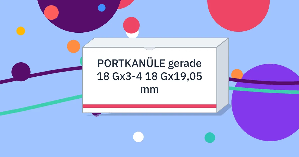 Symbolbild: Packung mit der Aufschrift PORTKANÜLE gerade 18 Gx3-4 18 Gx19,05 mm (PZN 14061494) – Verfügbarkeit und Bezug in Apotheken in Frankfurt am Main