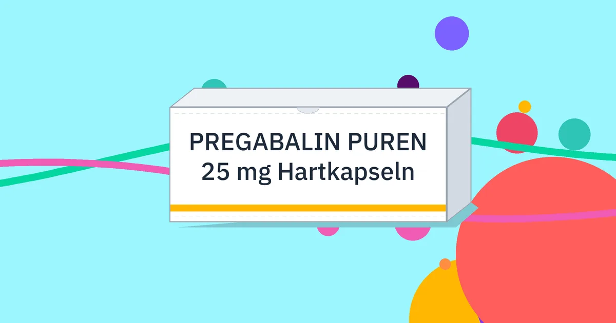 Symbolbild: Packung mit der Aufschrift PREGABALIN PUREN 25 mg Hartkapseln (PZN 11176038) – Verfügbarkeit und Bezug in Apotheken in Frankfurt am Main