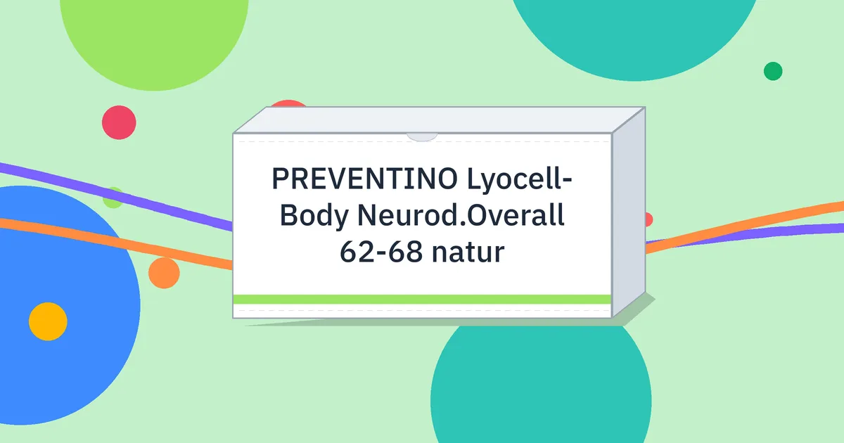 Symbolbild: Packung mit der Aufschrift PREVENTINO Lyocell-Body Neurod.Overall 62-68 natur (PZN 16895163) – Verfügbarkeit und Bezug in Apotheken in Frankfurt am Main