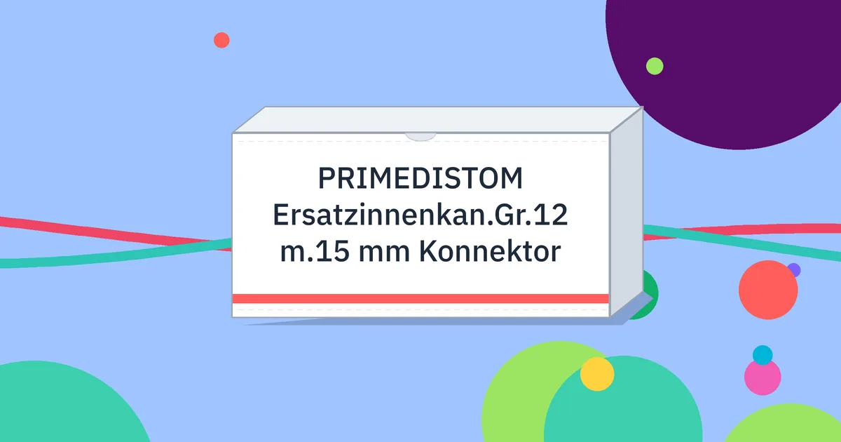 Symbolbild: Packung mit der Aufschrift PRIMEDISTOM Ersatzinnenkan.Gr.12 m.15 mm Konnektor (PZN 10257272) – Verfügbarkeit und Bezug in Apotheken in Frankfurt am Main