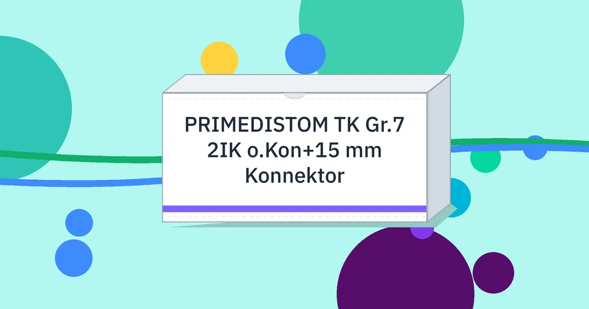 Symbolbild: Packung mit der Aufschrift PRIMEDISTOM TK Gr.7 2IK o.Kon+15 mm Konnektor (PZN 10229560) – Verfügbarkeit und Bezug in Apotheken in Frankfurt am Main