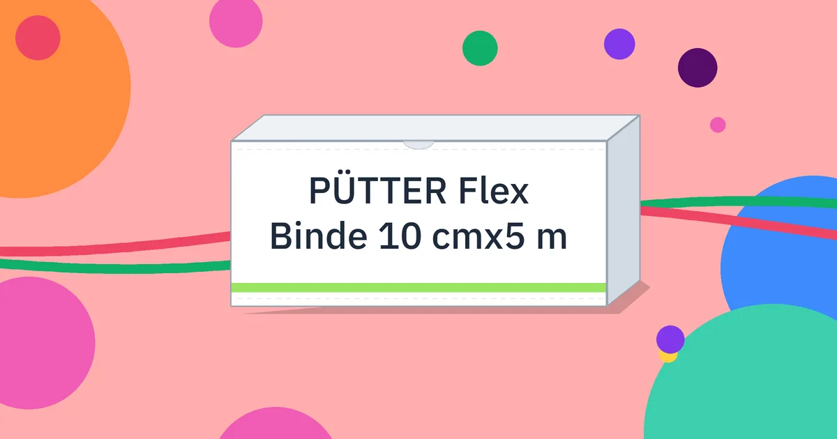 Symbolbild: Packung mit der Aufschrift PÜTTER Flex Binde 10 cmx5 m (PZN 03541268) – Verfügbarkeit und Bezug in Apotheken in Frankfurt am Main