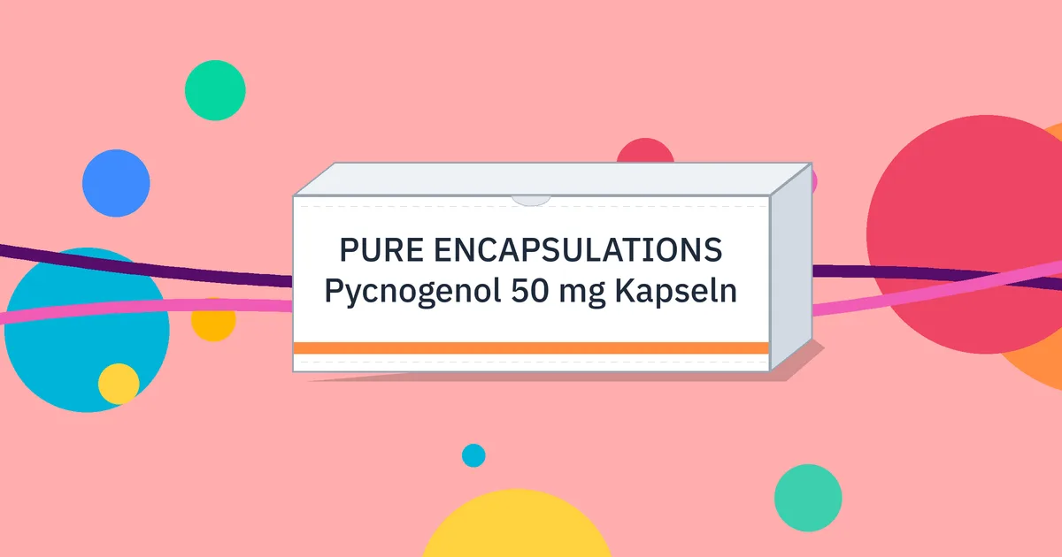 Symbolbild: Packung mit der Aufschrift PURE ENCAPSULATIONS Pycnogenol 50 mg Kapseln (PZN 02767792) – Verfügbarkeit und Bezug in Apotheken in Frankfurt am Main