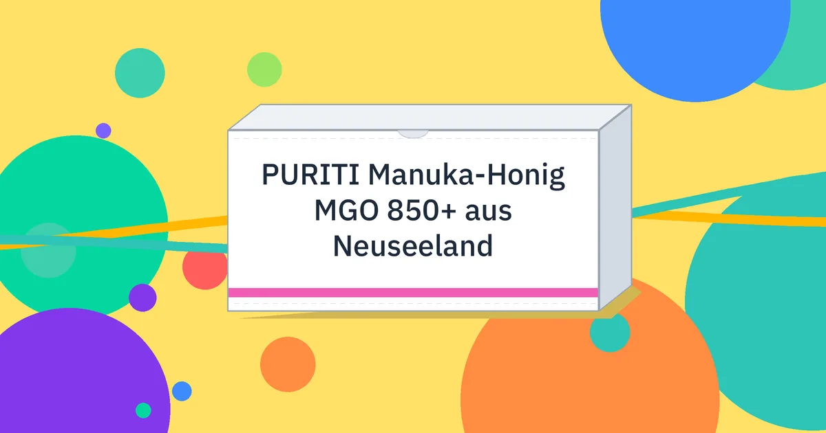 Symbolbild: Packung mit der Aufschrift PURITI Manuka-Honig MGO 850+ aus Neuseeland (PZN 15891772) – Verfügbarkeit und Bezug in Apotheken in Frankfurt am Main