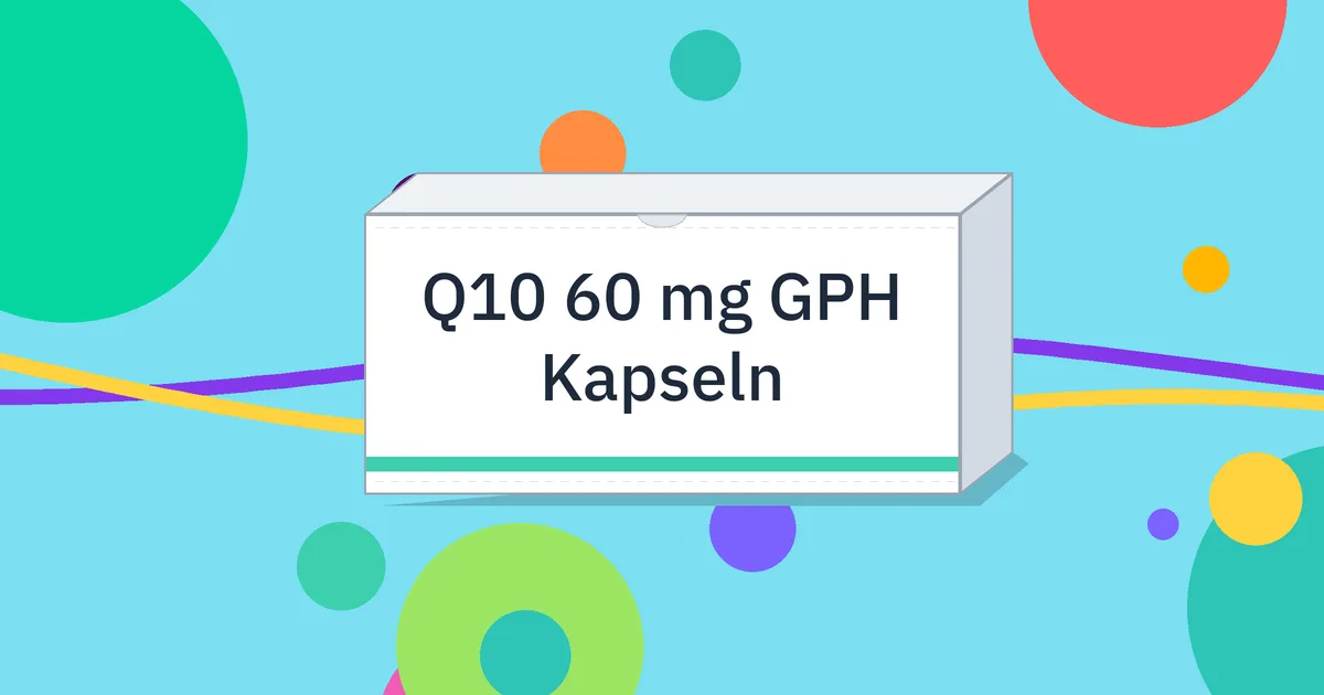 Symbolbild: Packung mit der Aufschrift Q10 60 mg GPH Kapseln (PZN 09722120) – Verfügbarkeit und Bezug in Apotheken in Frankfurt am Main