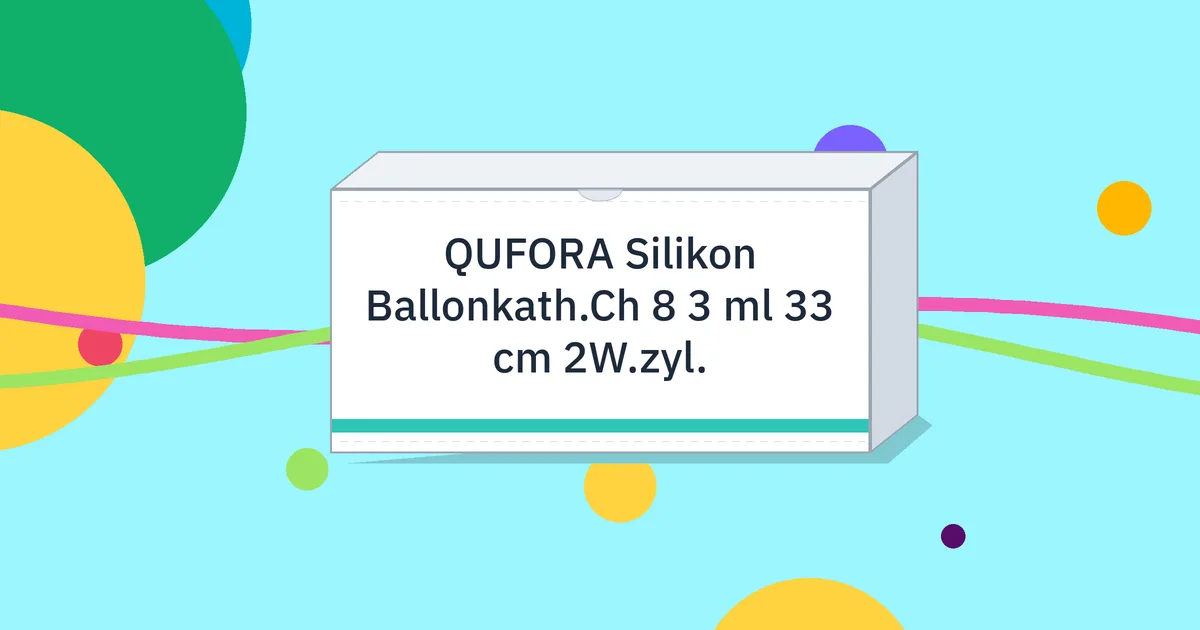 Symbolbild: Packung mit der Aufschrift QUFORA Silikon Ballonkath.Ch 8 3 ml 33 cm 2W.zyl. (PZN 05129566) – Verfügbarkeit und Bezug in Apotheken in Frankfurt am Main
