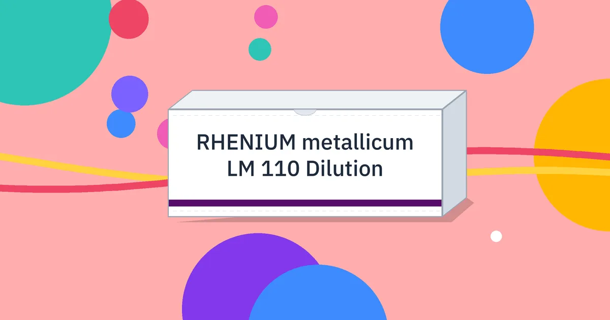 Symbolbild: Packung mit der Aufschrift RHENIUM metallicum LM 110 Dilution (PZN 13049315) – Verfügbarkeit und Bezug in Apotheken in Frankfurt am Main
