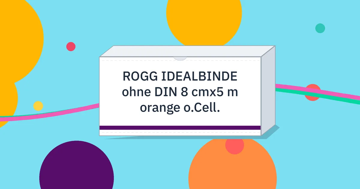 Symbolbild: Packung mit der Aufschrift ROGG IDEALBINDE ohne DIN 8 cmx5 m orange o.Cell. (PZN 16530912) – Verfügbarkeit und Bezug in Apotheken in Frankfurt am Main
