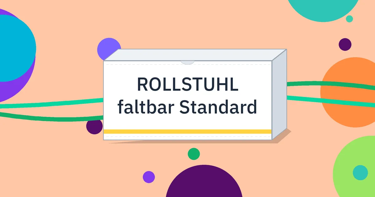 Symbolbild: Packung mit der Aufschrift ROLLSTUHL faltbar Standard (PZN 03375580) – Verfügbarkeit und Bezug in Apotheken in Frankfurt am Main