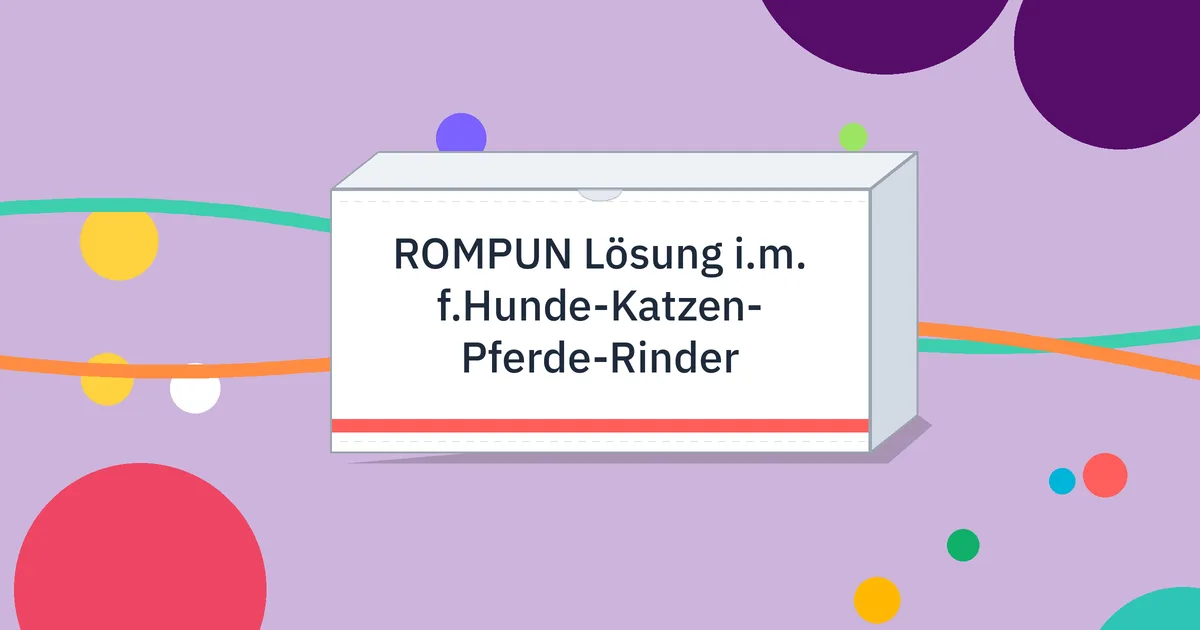 Symbolbild: Packung mit der Aufschrift ROMPUN Lösung i.m. f.Hunde-Katzen-Pferde-Rinder (PZN 01320422) – Verfügbarkeit und Bezug in Apotheken in Frankfurt am Main