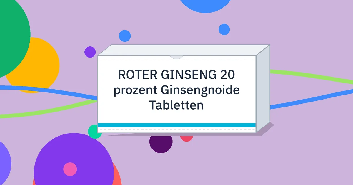 Symbolbild: Packung mit der Aufschrift ROTER GINSENG 20 prozent Ginsengnoide Tabletten (PZN 10007405) – Verfügbarkeit und Bezug in Apotheken in Frankfurt am Main