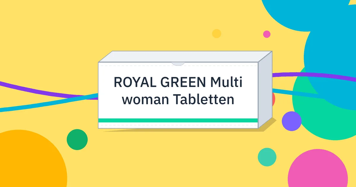 Symbolbild: Packung mit der Aufschrift ROYAL GREEN Multi woman Tabletten (PZN 16504984) – Verfügbarkeit und Bezug in Apotheken in Frankfurt am Main