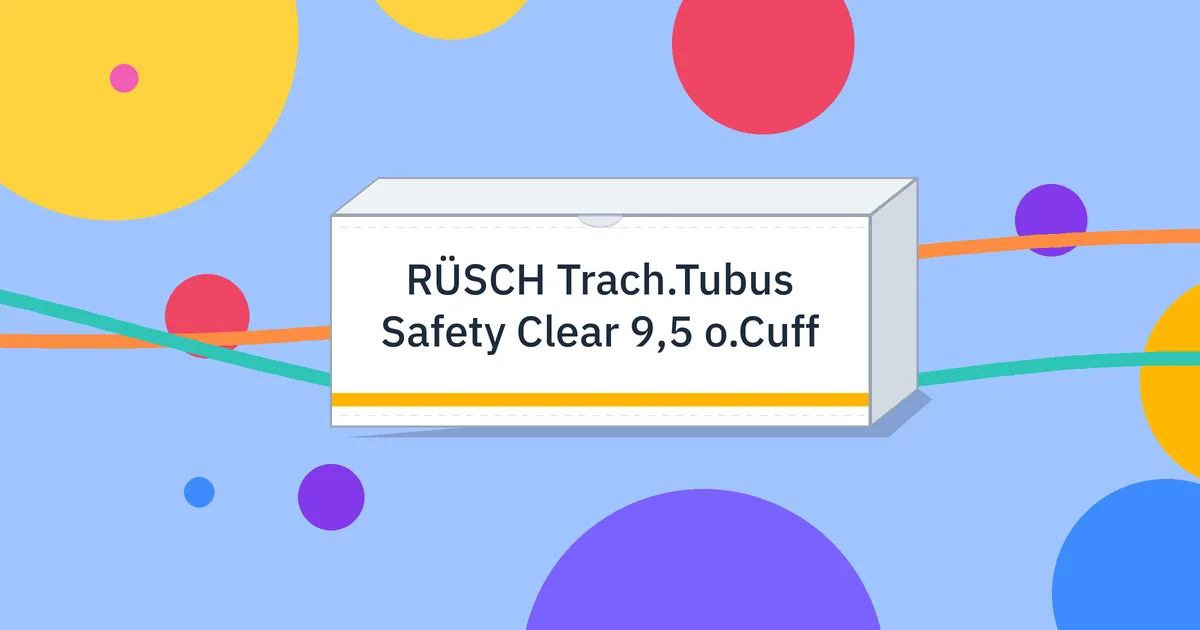 Symbolbild: Packung mit der Aufschrift RÜSCH Trach.Tubus Safety Clear 9,5 o.Cuff (PZN 04247660) – Verfügbarkeit und Bezug in Apotheken in Frankfurt am Main