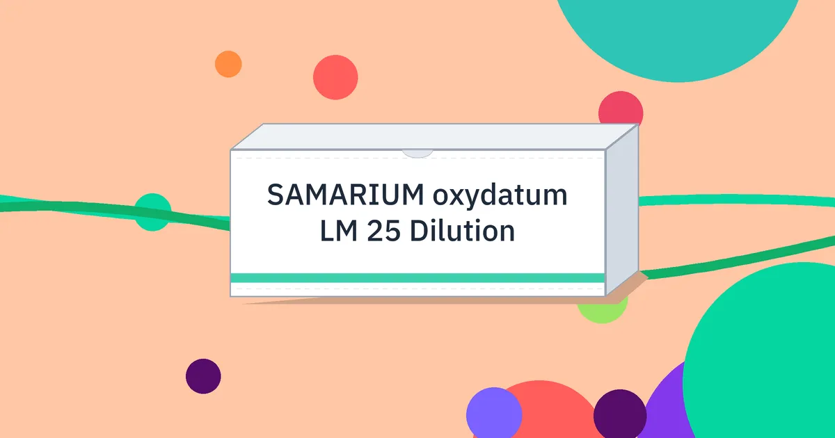 Symbolbild: Packung mit der Aufschrift SAMARIUM oxydatum LM 25 Dilution (PZN 13682923) – Verfügbarkeit und Bezug in Apotheken in Frankfurt am Main