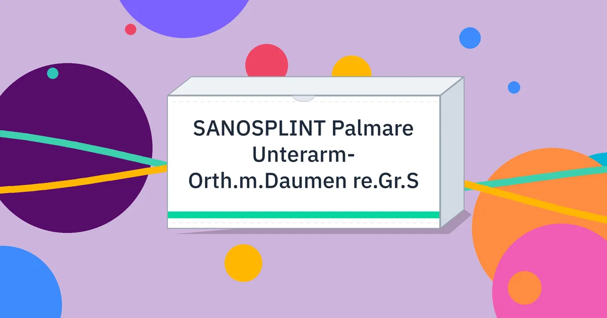 Symbolbild: Packung mit der Aufschrift SANOSPLINT Palmare Unterarm-Orth.m.Daumen re.Gr.S (PZN 11281427) – Verfügbarkeit und Bezug in Apotheken in Frankfurt am Main