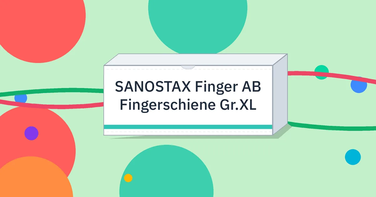Symbolbild: Packung mit der Aufschrift SANOSTAX Finger AB Fingerschiene Gr.XL (PZN 10288249) – Verfügbarkeit und Bezug in Apotheken in Frankfurt am Main