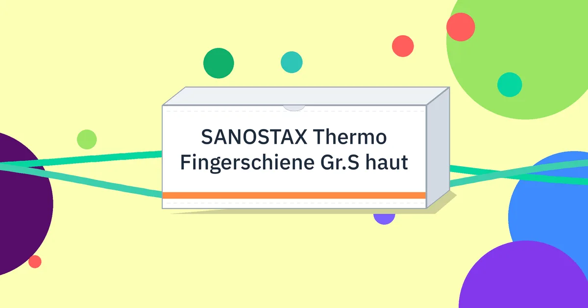 Symbolbild: Packung mit der Aufschrift SANOSTAX Thermo Fingerschiene Gr.S haut (PZN 11131834) – Verfügbarkeit und Bezug in Apotheken in Frankfurt am Main