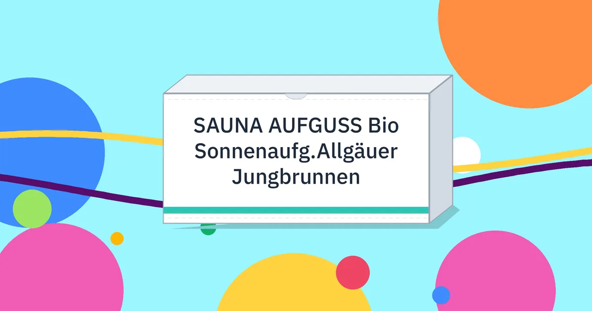 Symbolbild: Packung mit der Aufschrift SAUNA AUFGUSS Bio Sonnenaufg.Allgäuer Jungbrunnen (PZN 16898138) – Verfügbarkeit und Bezug in Apotheken in Frankfurt am Main