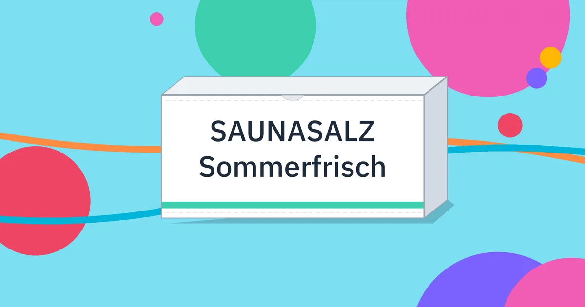 Symbolbild: Packung mit der Aufschrift SAUNASALZ Sommerfrisch (PZN 19745553) – Verfügbarkeit und Bezug in Apotheken in Frankfurt am Main