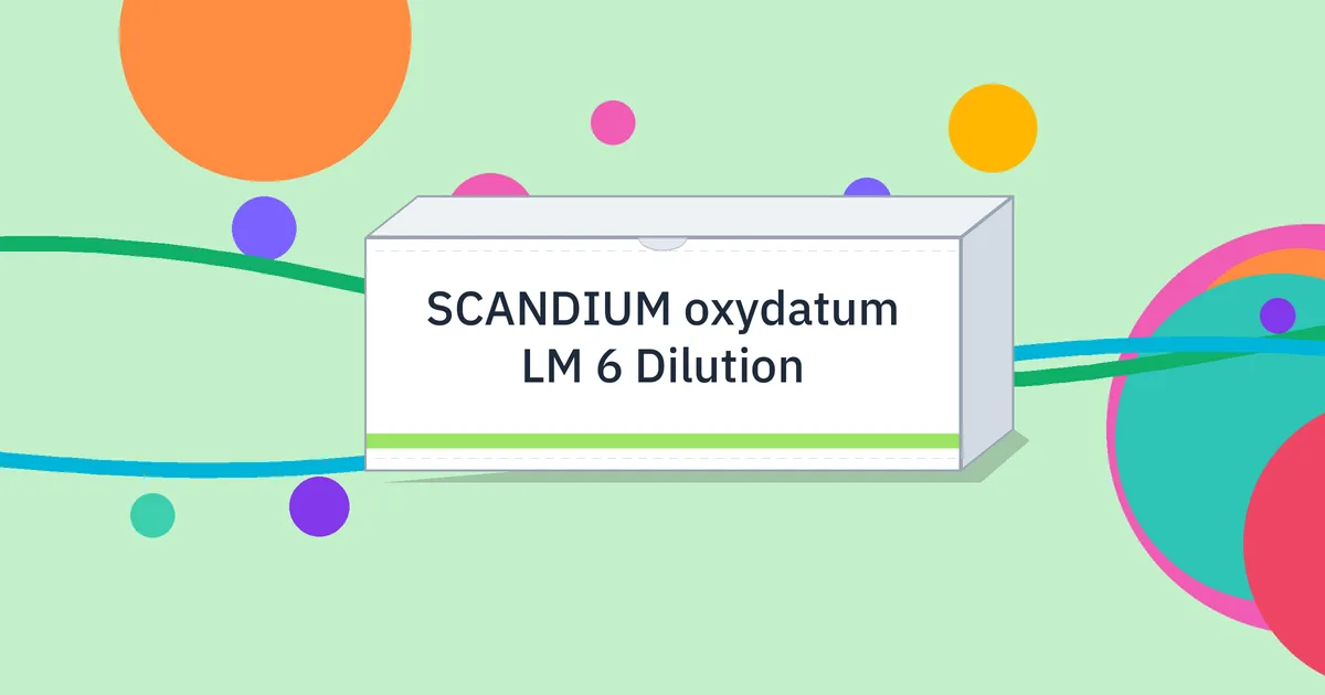 Symbolbild: Packung mit der Aufschrift SCANDIUM oxydatum LM 6 Dilution (PZN 13183456) – Verfügbarkeit und Bezug in Apotheken in Frankfurt am Main