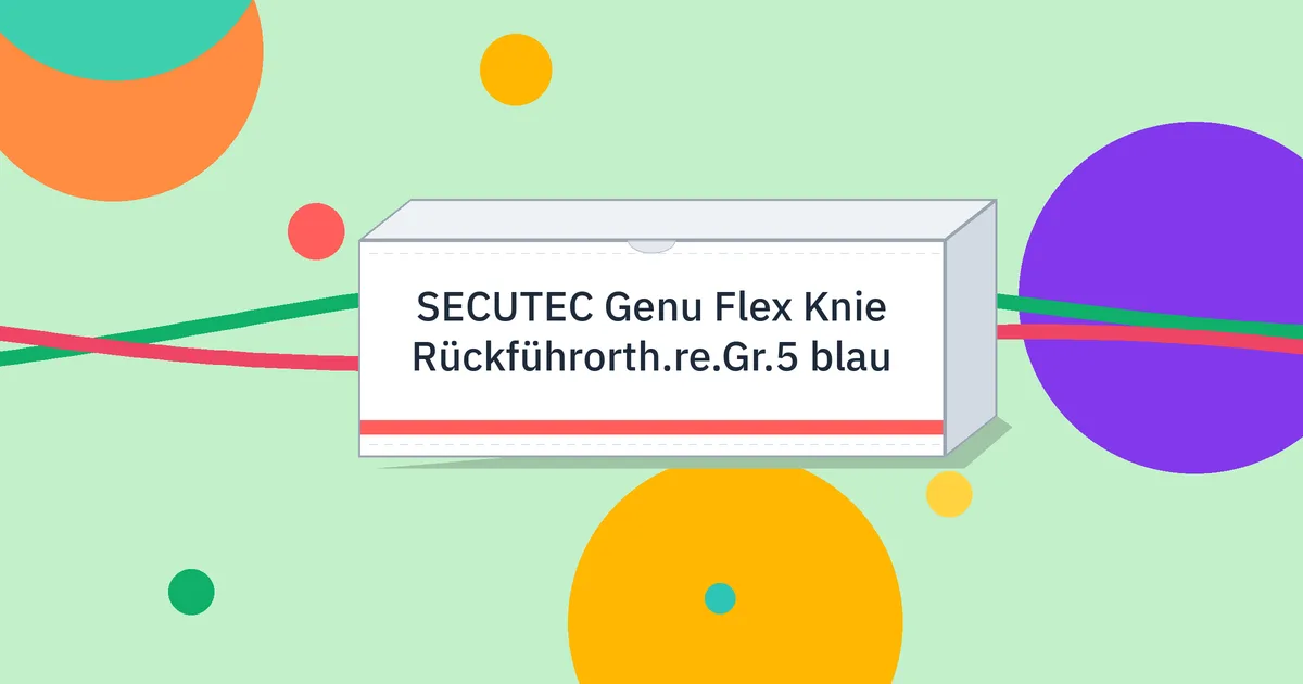 Symbolbild: Packung mit der Aufschrift SECUTEC Genu Flex Knie Rückführorth.re.Gr.5 blau (PZN 18911179) – Verfügbarkeit und Bezug in Apotheken in Frankfurt am Main