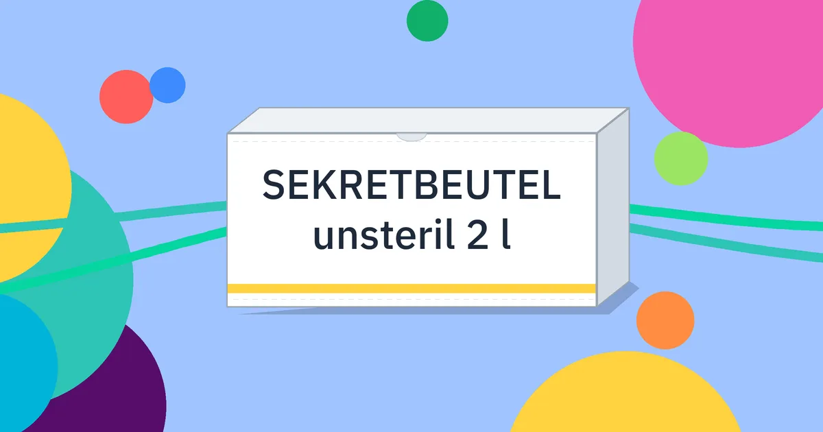 Symbolbild: Packung mit der Aufschrift SEKRETBEUTEL unsteril 2 l (PZN 16210449) – Verfügbarkeit und Bezug in Apotheken in Frankfurt am Main