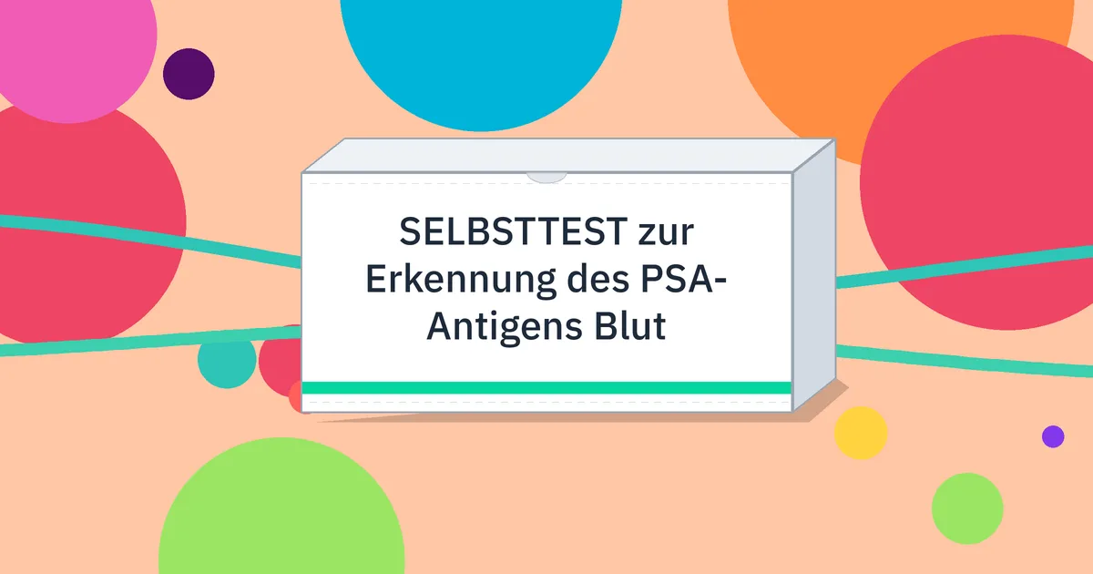 Symbolbild: Packung mit der Aufschrift SELBSTTEST zur Erkennung des PSA-Antigens Blut (PZN 19173708) – Verfügbarkeit und Bezug in Apotheken in Frankfurt am Main
