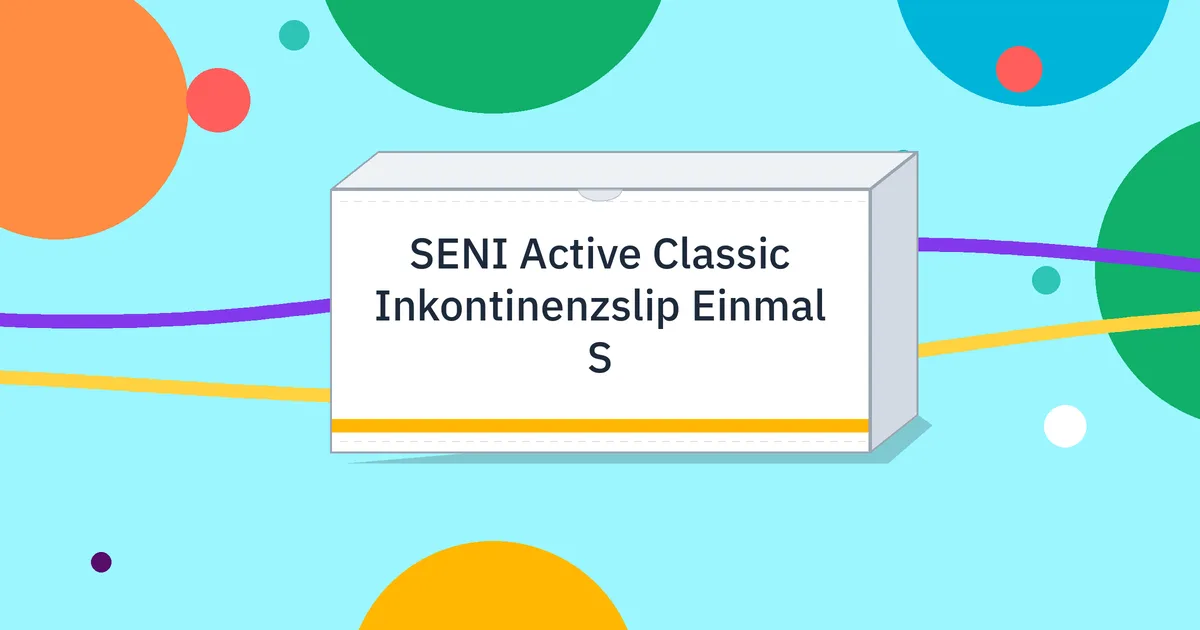 Symbolbild: Packung mit der Aufschrift SENI Active Classic Inkontinenzslip Einmal S (PZN 16327855) – Verfügbarkeit und Bezug in Apotheken in Frankfurt am Main