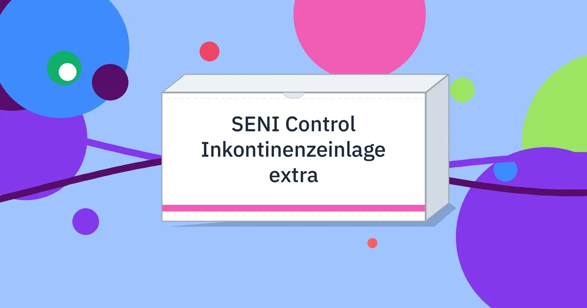 Symbolbild: Packung mit der Aufschrift SENI Control Inkontinenzeinlage extra (PZN 14297239) – Verfügbarkeit und Bezug in Apotheken in Frankfurt am Main