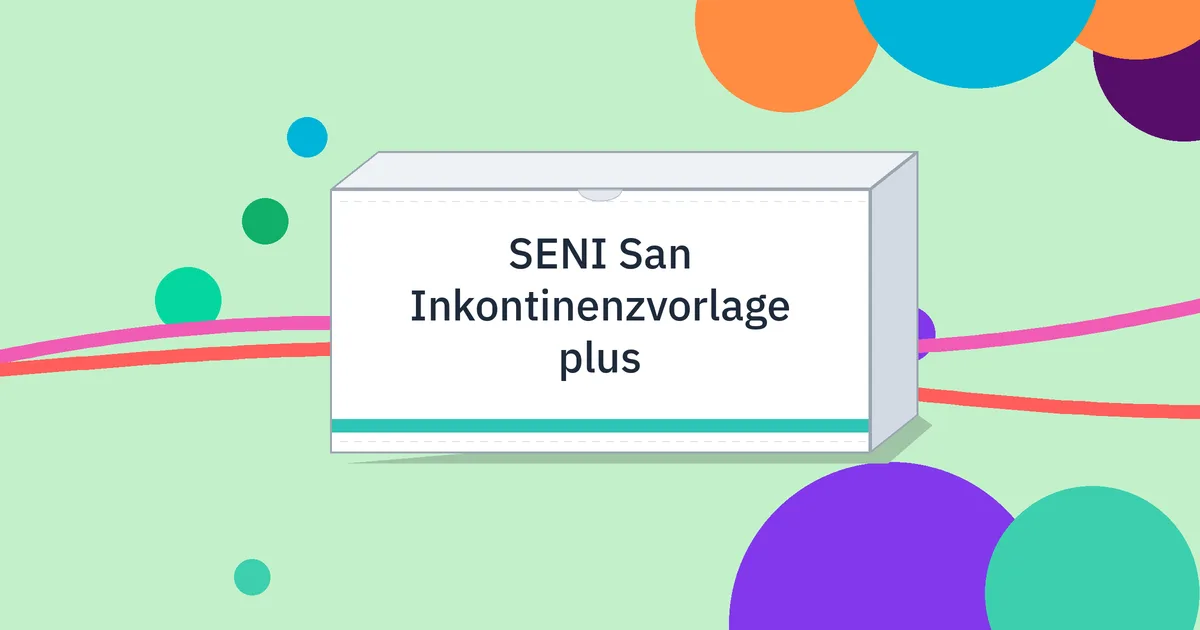 Symbolbild: Packung mit der Aufschrift SENI San Inkontinenzvorlage plus (PZN 18329516) – Verfügbarkeit und Bezug in Apotheken in Frankfurt am Main