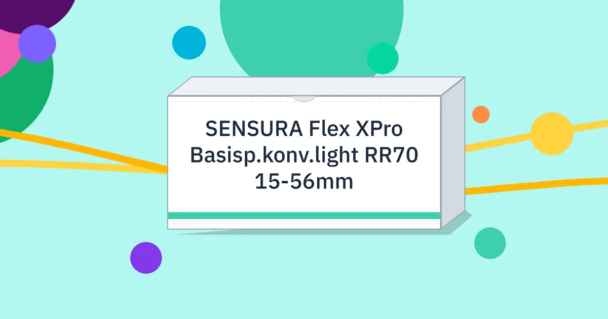 Symbolbild: Packung mit der Aufschrift SENSURA Flex XPro Basisp.konv.light RR70 15-56mm (PZN 09012298) – Verfügbarkeit und Bezug in Apotheken in Frankfurt am Main
