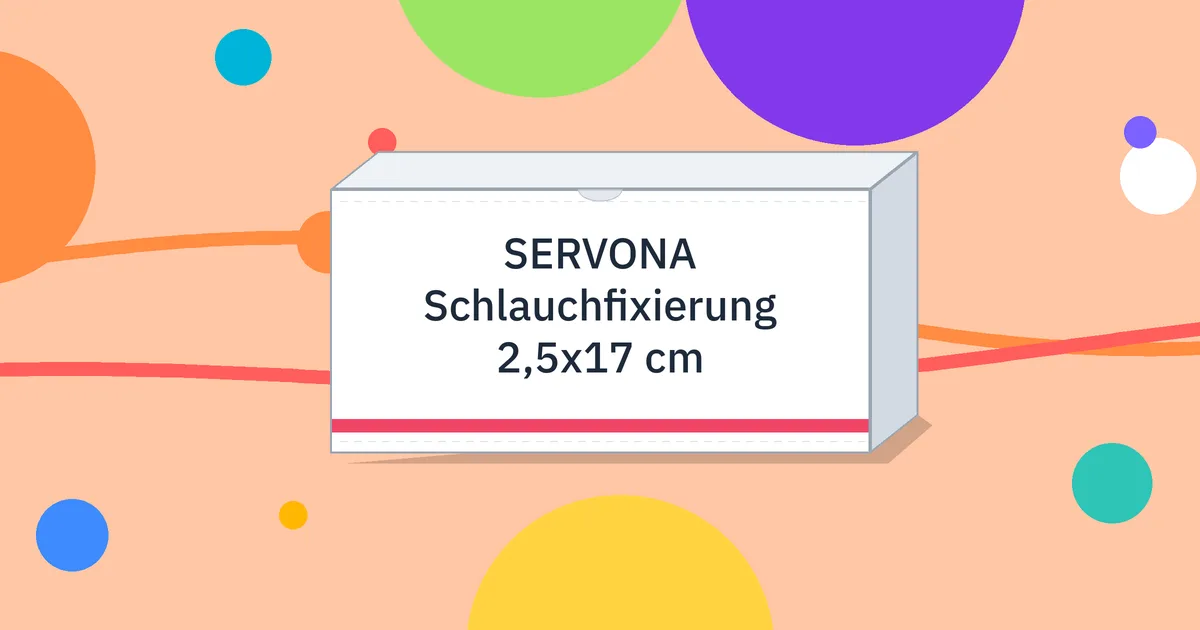 Symbolbild: Packung mit der Aufschrift SERVONA Schlauchfixierung 2,5x17 cm (PZN 16760693) – Verfügbarkeit und Bezug in Apotheken in Frankfurt am Main