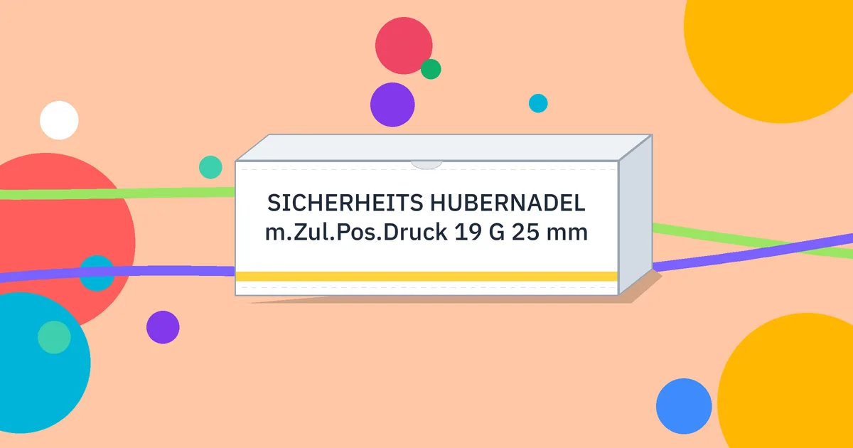 Symbolbild: Packung mit der Aufschrift SICHERHEITS HUBERNADEL m.Zul.Pos.Druck 19 G 25 mm (PZN 14322463) – Verfügbarkeit und Bezug in Apotheken in Frankfurt am Main