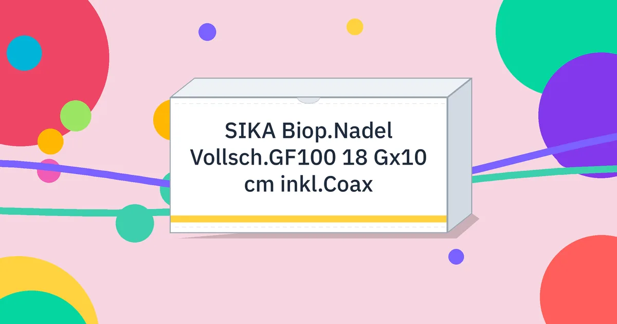 Symbolbild: Packung mit der Aufschrift SIKA Biop.Nadel Vollsch.GF100 18 Gx10 cm inkl.Coax (PZN 20293820) – Verfügbarkeit und Bezug in Apotheken in Frankfurt am Main