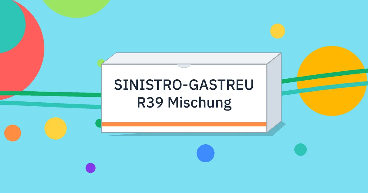 Symbolbild: Packung mit der Aufschrift SINISTRO-GASTREU R39 Mischung (PZN 04163199) – Verfügbarkeit und Bezug in Apotheken in Frankfurt am Main