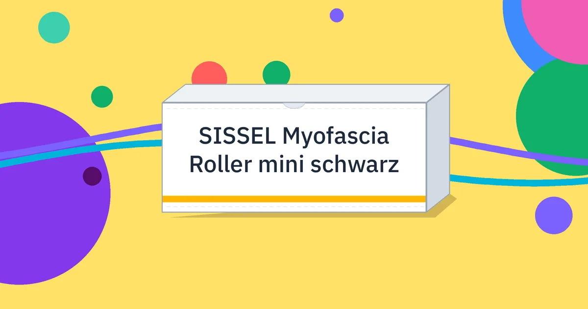 Symbolbild: Packung mit der Aufschrift SISSEL Myofascia Roller mini schwarz (PZN 13929878) – Verfügbarkeit und Bezug in Apotheken in Frankfurt am Main